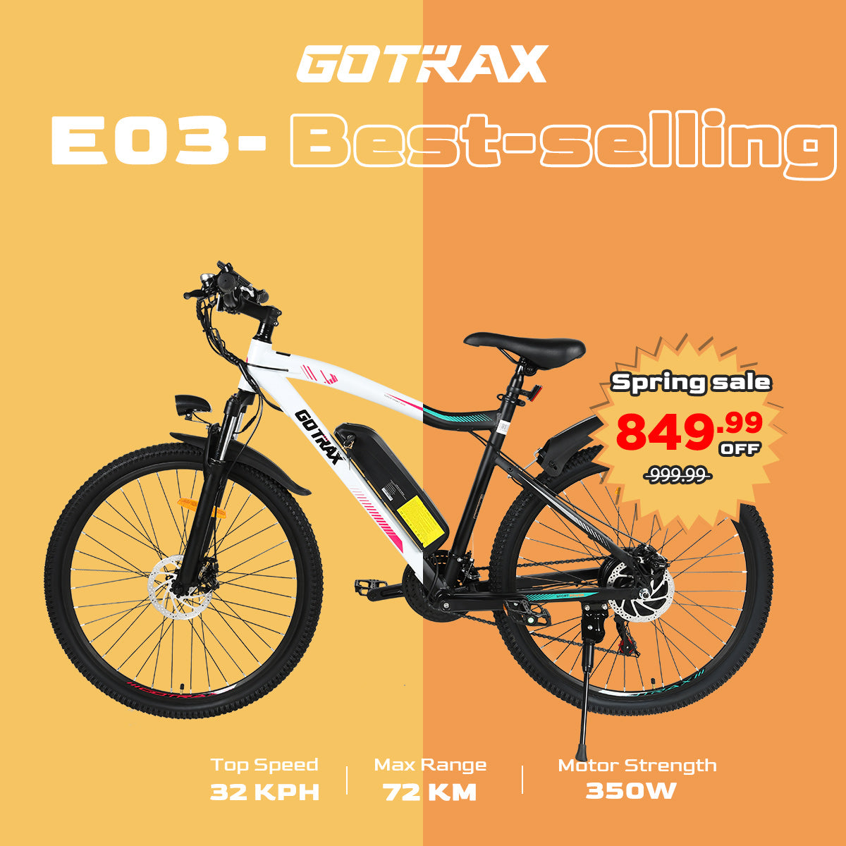 GOTRAX EBE3 Long Range Electric Bike 27.5" 32KPH | 80KM Range – GOTRAX ...